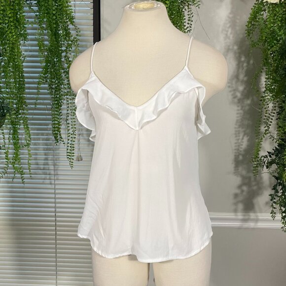Zara | Tops | Zara White Ruffle Tank | Poshmark